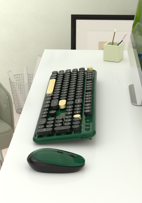 Colorful Wireless Keyboard And Mouse Combo Coveva 2 4ghz Wireless Retro Cute Round