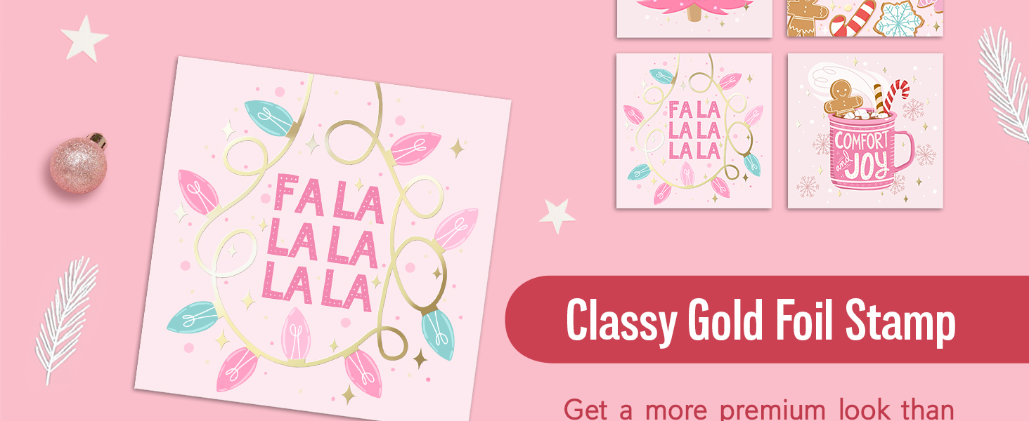 Amazon.com : Honeyplum Pink Christmas Cards - Fun, Stylish, and Cute Merry Christmas Boxed ...