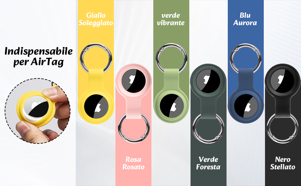 Alyvisun Porta AirTag [6 pacchi], Portachiavi AirTag Custodia Colorato Silicone : Amazon.it ...