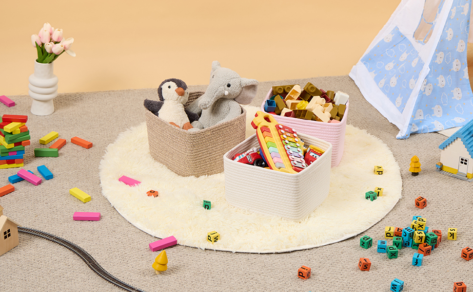 Amazon.com: MiniArk Small Organizing Baskets for Cubes Shelf, 9.7x9.7x7 ...