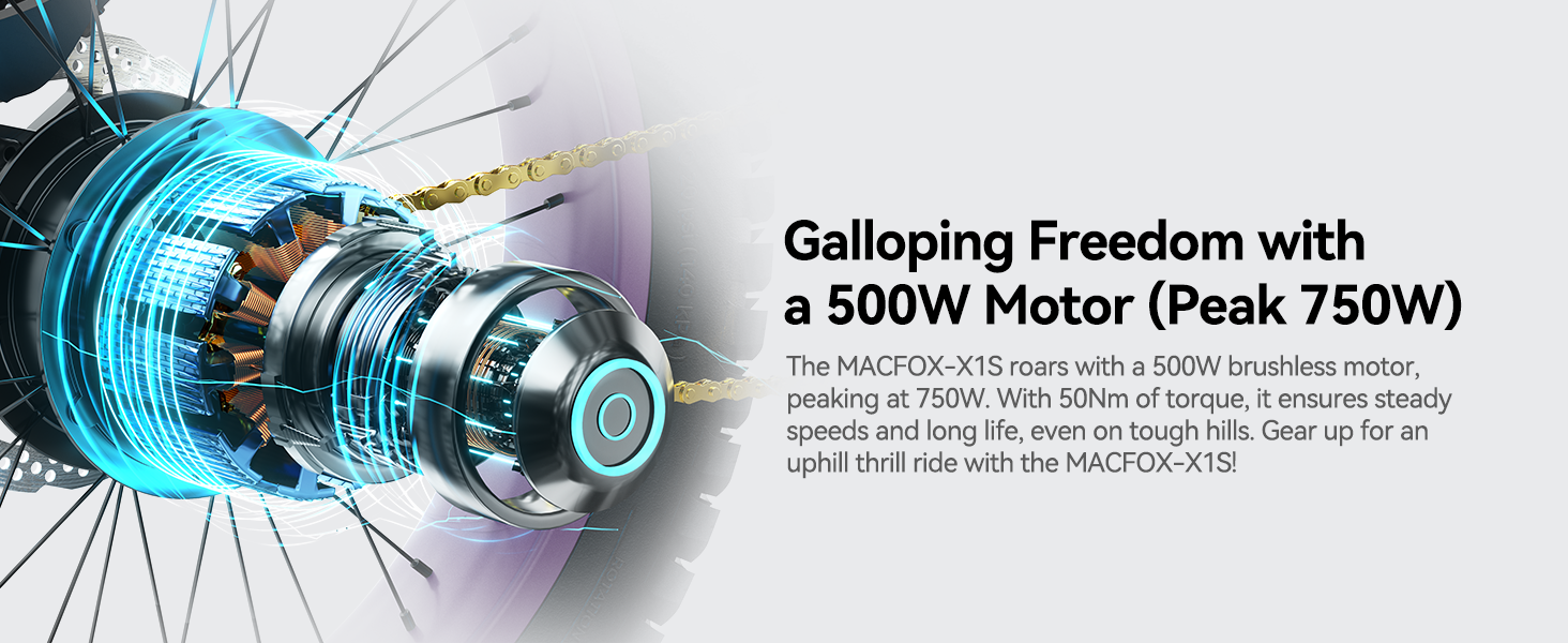 Amazon.com : MACFOX Newest X1S Electric Bike, Ebike 500W/48V/10.4Ah, 20" Fat Tire Electric ...