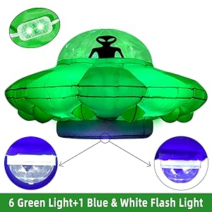 Inflatable Alien Party Decorations 4.2FT Alien UFO Cow Abduction Halloween Blow Up Yard ...