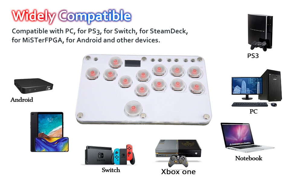Retro Fight Stick Joystick, Game Fighting Joystick, for MiSTerFPGA PC PS3 Switch SteamDeck ...