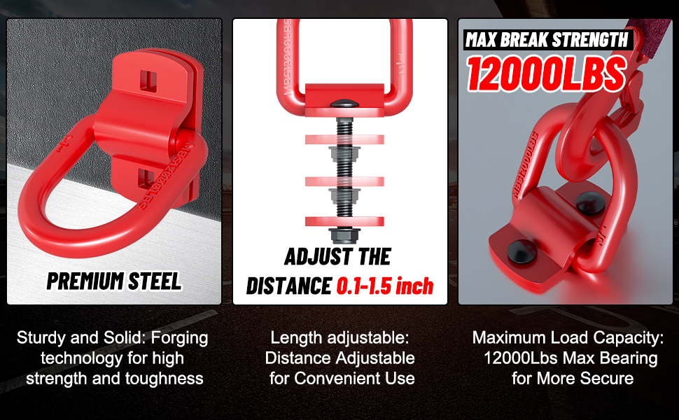 Amazon.com: XaXmTee 1/2" Trailer D Rings Tie Down Anchors 4 Pack Red Heavy Duty Steel Bolt-On ...