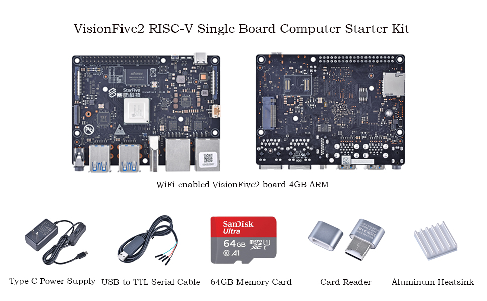 Amazon.com: iCEasy VisionFive2 RISC-V Single Board Computer Starter Kit, StarFive JH7110 ...