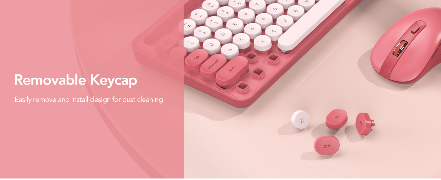 Wireless Keyboard And Mouse Combo Retro Round Keycap Typewriter Keyboard With Phone