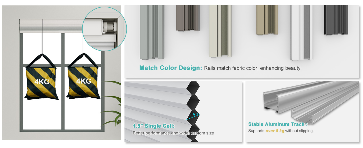 Amazon.com: Changshade No Drill Custom Top Down Bottom Up Cellular Shades, No Tools Custom ...