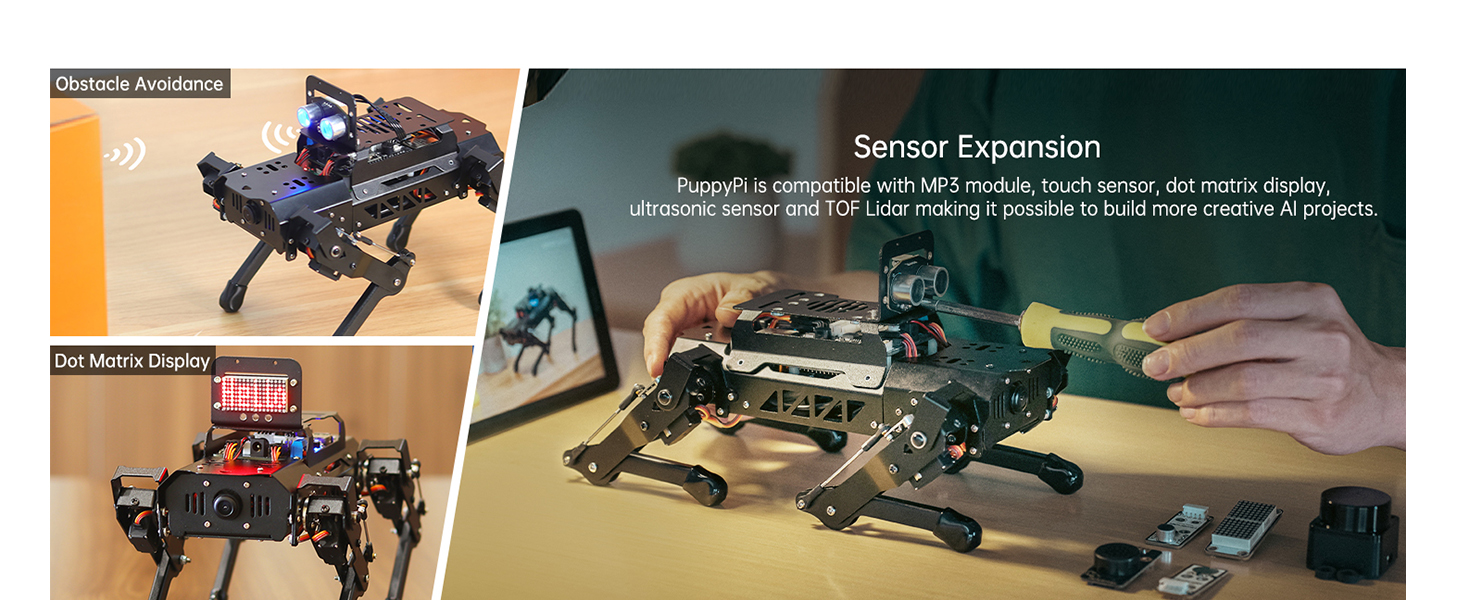 Amazon.com: PuppyPi Robot Dog for Raspberry Pi, ROS Open Source TOF ...