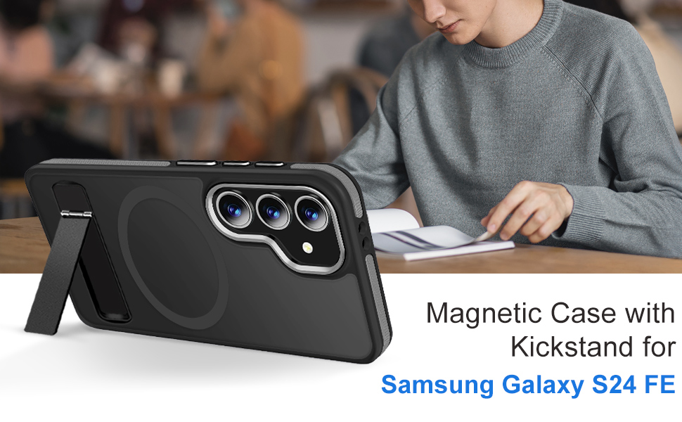 Amazon.com: MALEWOLF Strong Magnetic for Samsung Galaxy S24 Fe Case with 3 Stand Modes, Fits for ...