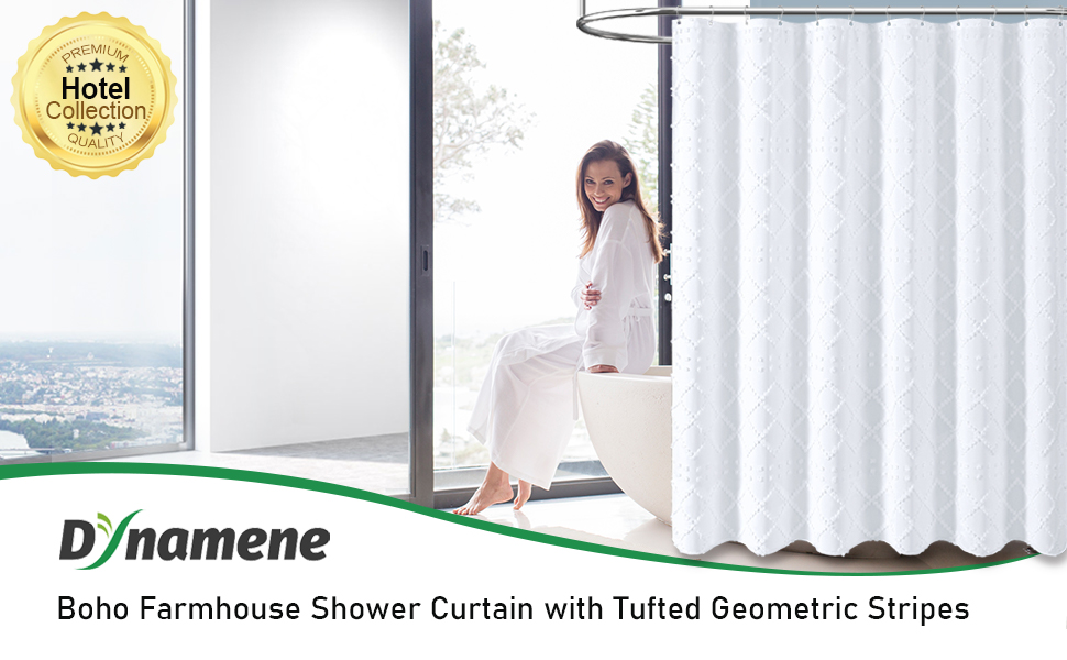 Amazon.com: Dynamene Extra Long Shower Curtains - 72 x 84 Inches Long Tufted Geometric Striped ...
