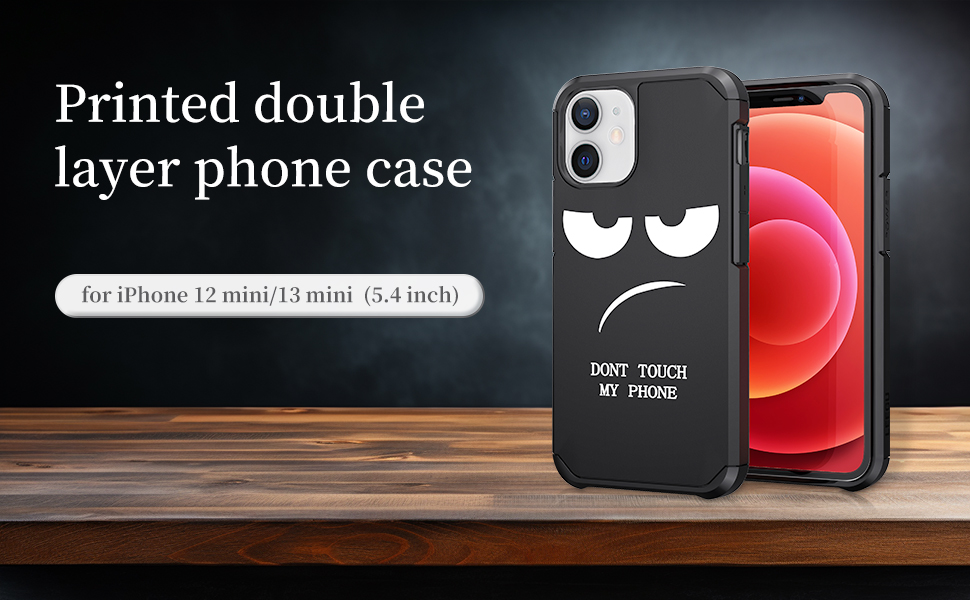 Amazon.com: LEEGU for iPhone 12 Mini / 13 Mini Case, Cute [Don't Touch My Phone] Shockproof Dual ...