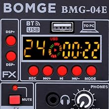 Amazon.com: BOMGE 04E karaoke Audio mixer,4 Channel Mixer With Dual UHF Wireless Mic, Sound ...