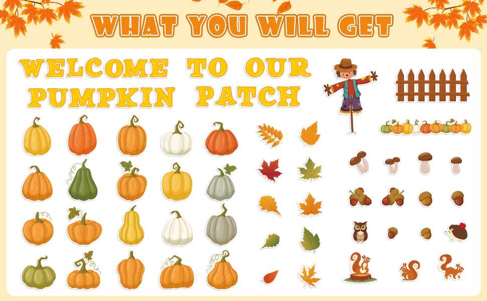 Amazon.com: Haooryx Fall Pumpkin Bulletin Board - 144Pcs Fall Pumpkin ...