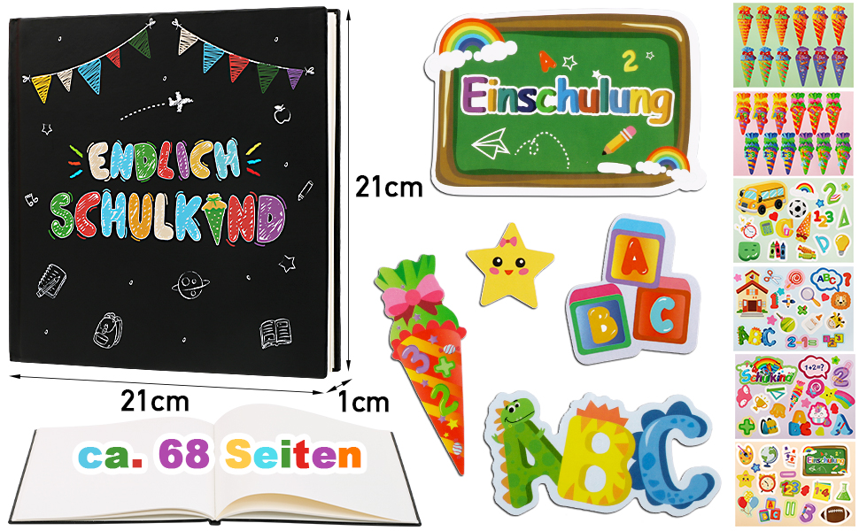 BOFUNX Endlich Schulkind Gästebuch Erinnerungsalbum zum ersten Schultag Einschulung Schulanfang ...
