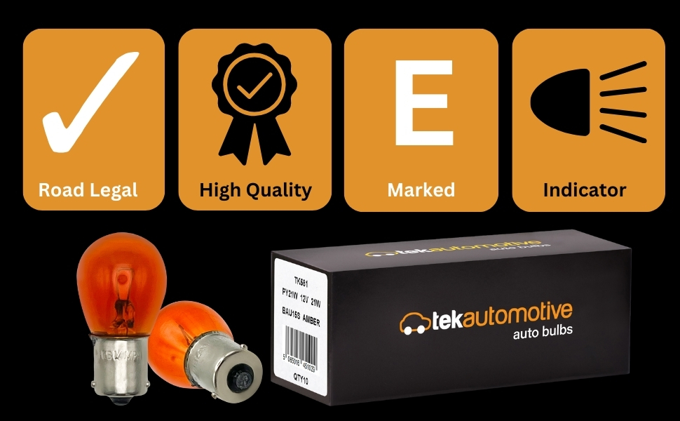 Tek Automotive 581 PY21W Car Bulb – Indicator Bulbs 12V 21W BAU15S, Orange | PY21W Indicator ...