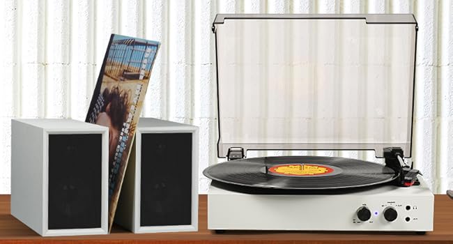 Amazon.com: Bluetooth Vinyl Record Player with External Speakers, 3 ...