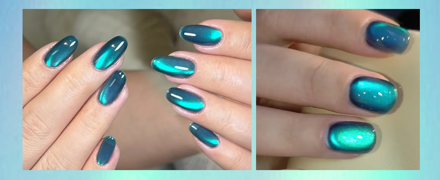 Amazon.com: Born Pretty Cat Magnetic Gel Nail Polish, Sea Blue Crystal Cat, Holographic Magnetic ...