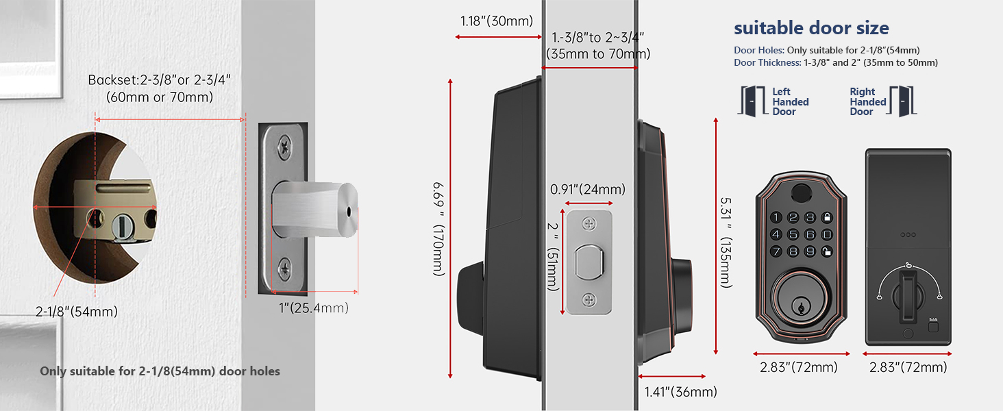 ZSZ Smart Locks for Front Door, Keyless Entry Door Lock with Fingerprint, Keypad & Code Unlock ...