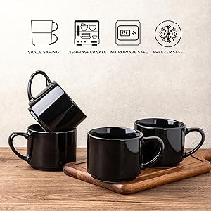 Amazon.com: GBHOME 14 OZ Coffee Mugs Set of 6, Stackable Ceramic Mugs ...