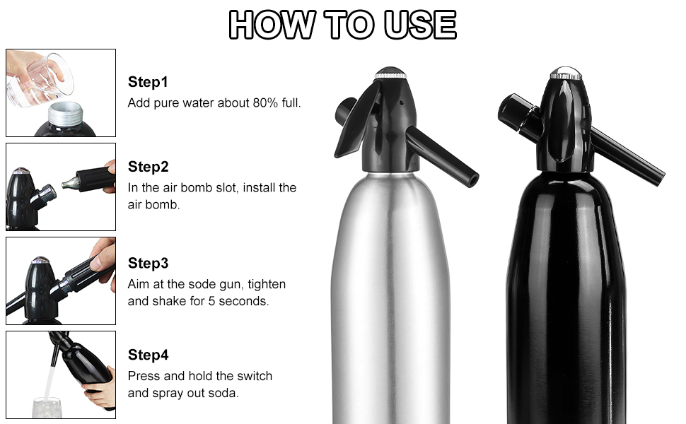 Amazon.com: Soda Siphon, 1L Carbonated Water Machine, Soda Maker, Portable Aluminium Sparkling ...