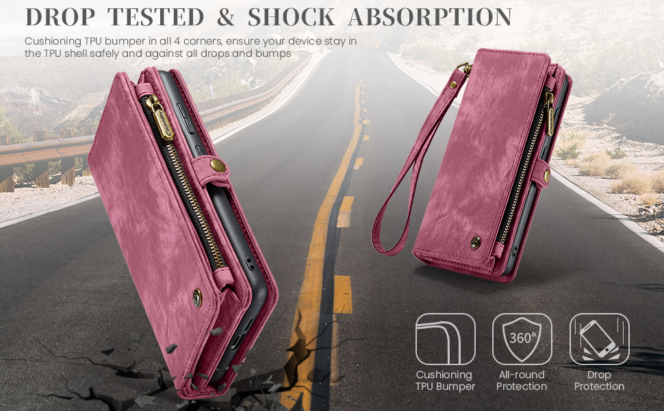 Kowauri Wallet Case for Samsung Galaxy S24,Zipper Purse Folio Leather Wallet with Card Holder ...