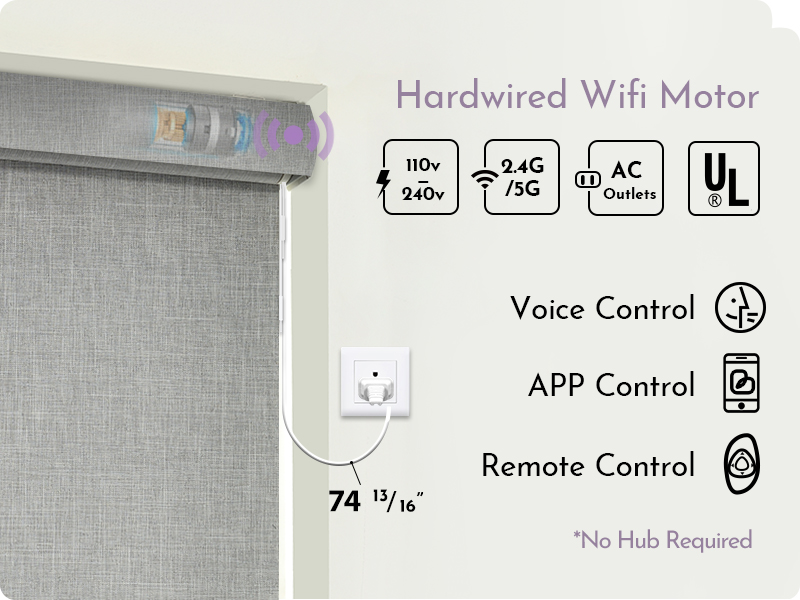 Amazon.com: Graywind Smart Blackout Roller Shades Compatible with Alexa Google WiFi Hardwired ...