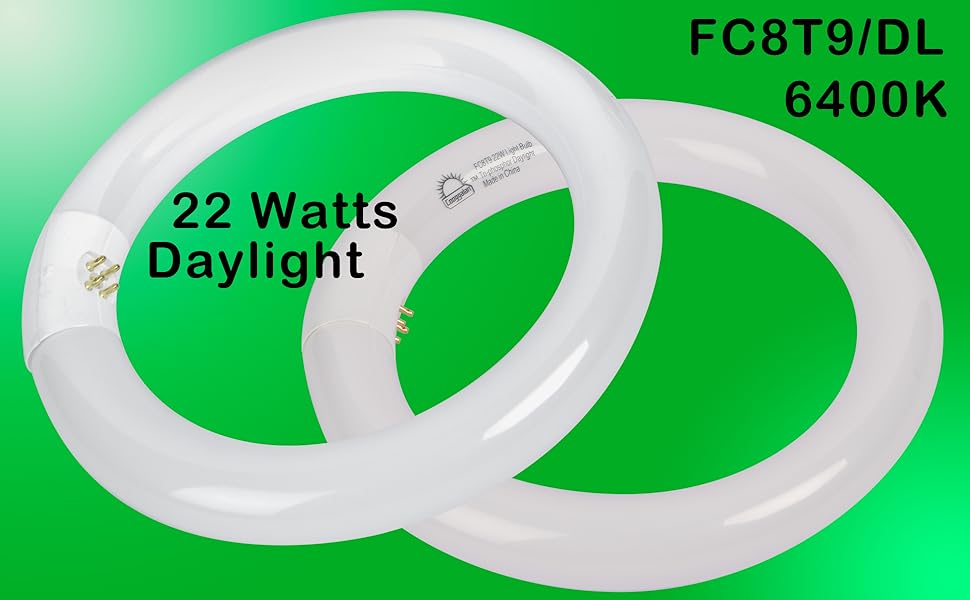 COOGGALAN FC8T9 22W Circular Light Bulb, 8 Inch Round T9 22 Watt Circline Fluorescent Lamp Tube ...