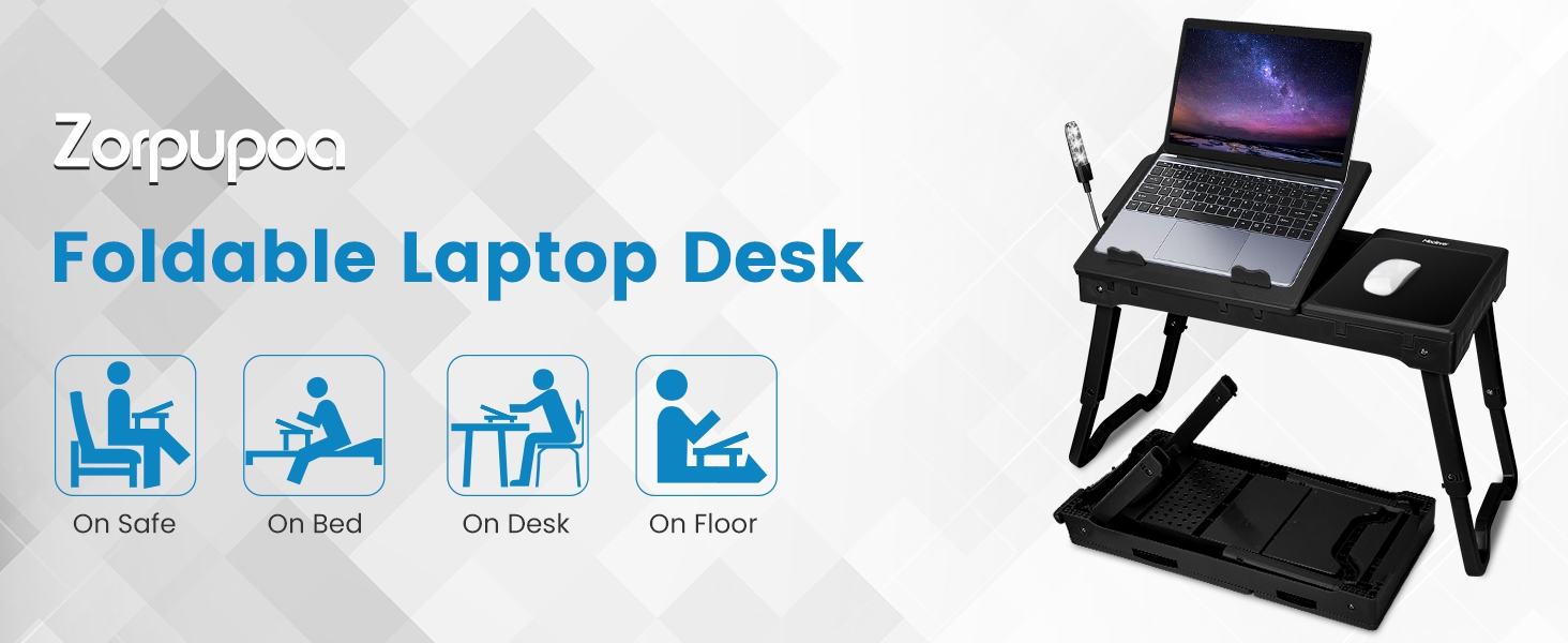 Amazon.com: Zorpupoa Foldable Laptop Table, Portable Bed Notebook Desk, Height Adjustable Laptop ...