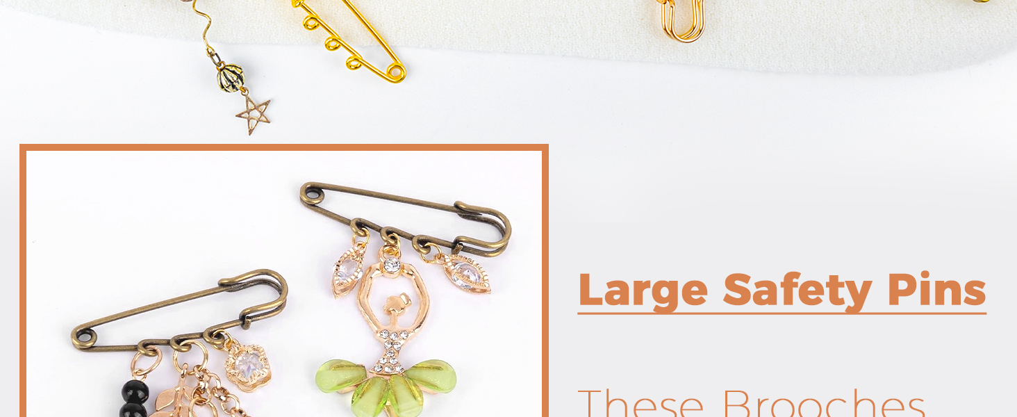 Amazon.com: Framendino, 20 Pack 2 Inch Gold Large Safety Pins Iron Brooch with 3 Loops Metal for ...