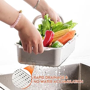 Amazon.com: Over the Sink Colander Strainer Basket - Kitchen Essentials for New Home-Expandable ...
