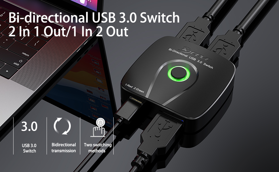 Bidirectional USB 3.0 Switch Selector, MLEEDA USB Switcher 2 in 1 Out/1 ...