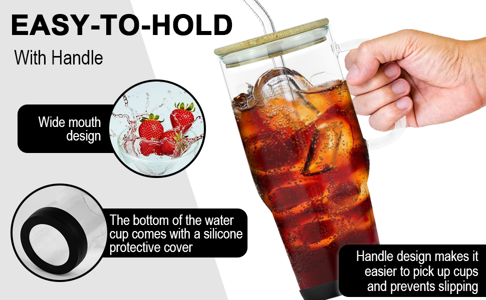 Amazon.com | AiHeart 32 oz Glass Tumbler with Straw and Bamboo Lid ...