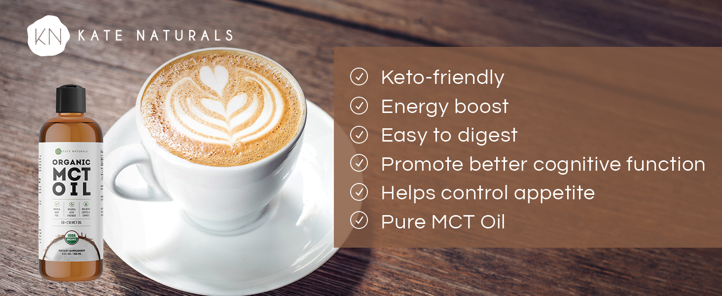 Amazon.com: Kate Naturals MCT Oil for Coffee & Keto (8oz) USDA Certified Organic MCT Oil Liquid ...