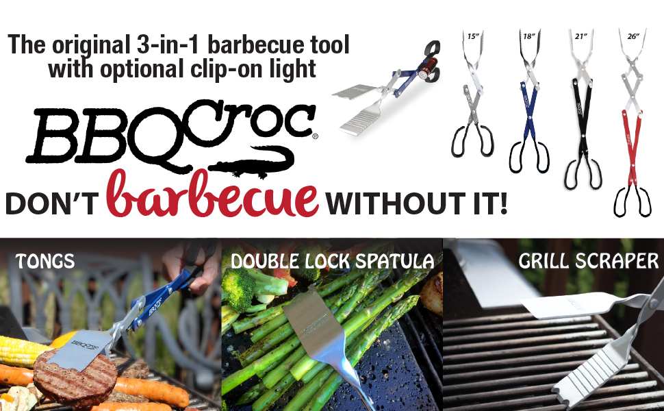 Amazon.com : BBQ Croc 3-in-1 Barbecue Tool Pack - 15-inch & 18-inch with Light - Extra Light ...