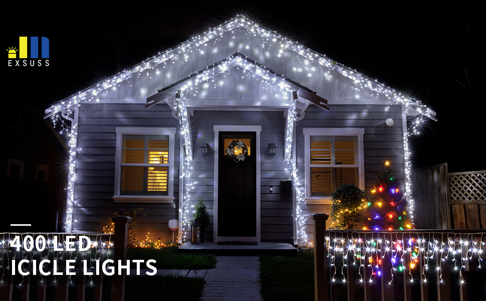 Amazon.com : JMEXSUSS 38.8FT 400 LED Icicle Lights Outdoor Waterproof ...