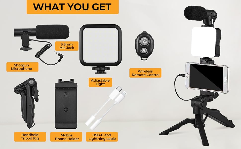 Amazon.com: White Isle Grip Smartphone Vlogging kit, for Apple & Android, Includes USB-C ...