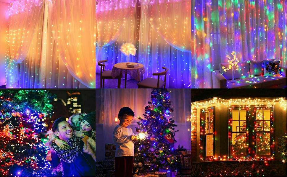 Buy Party Propz Christmas Multicolour Lights - 300 Led, Multicolour Curtain Lights For Xmas ...