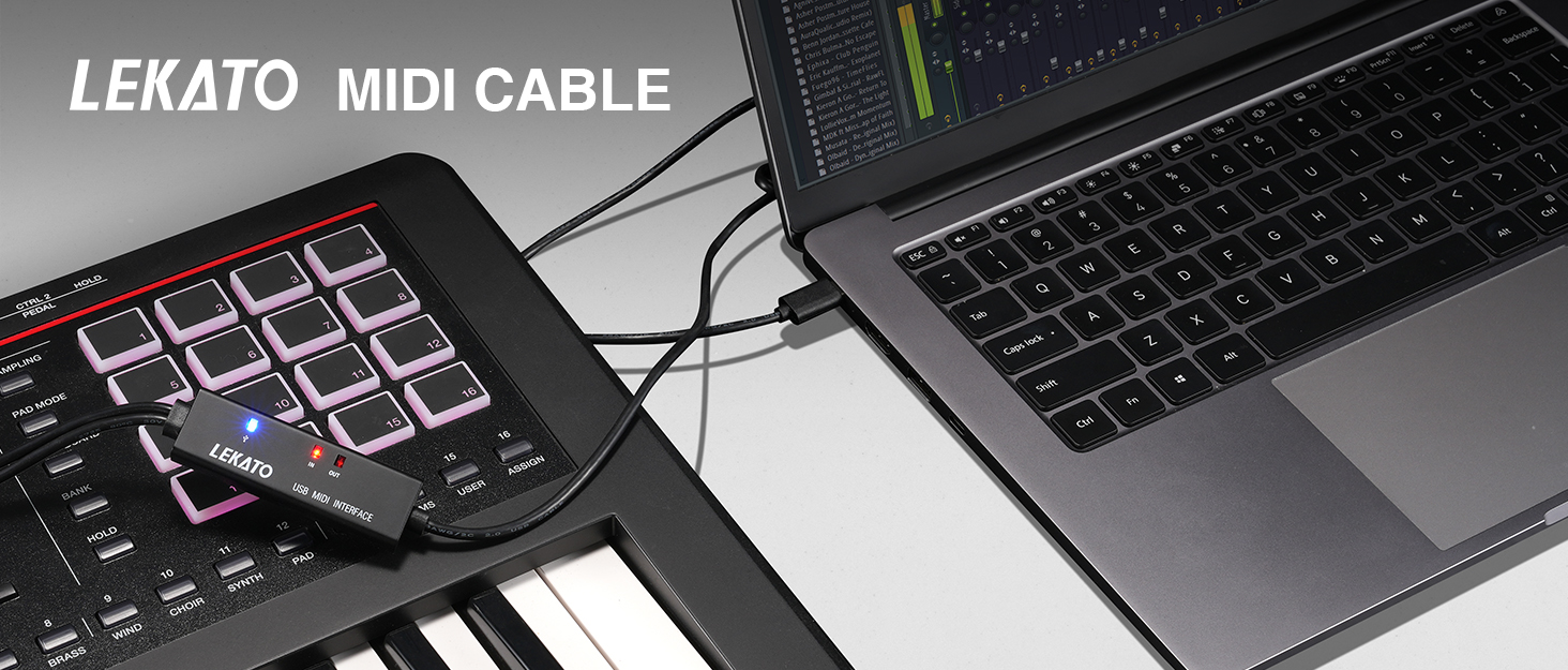 Lekato Midi Cable Midi To Usb C Type C Midi Interface