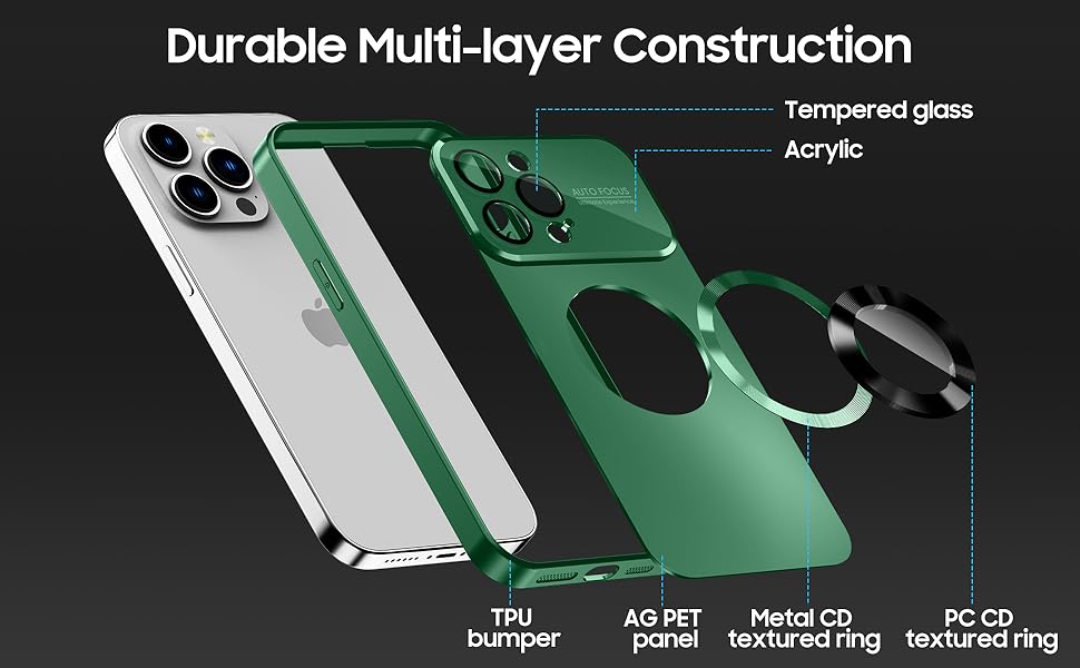 Amazon.com: MAKAVO Magnetic for iPhone 14 Pro Max Case, Compatible with MagSafe, Built-in Camera ...