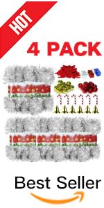 Amazon.com: 5 Pack 250FT Christmas White Garland Flower for Christmas and Non-Lit Soft Holiday ...