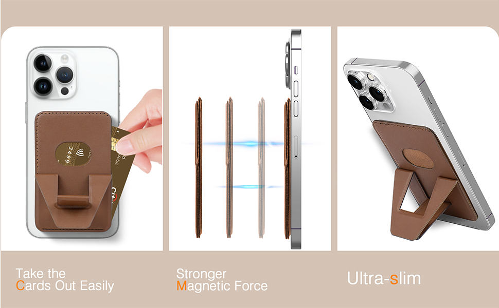 Amazon.com: LOHASIC Magnetic Wallet Card Holder, PU Leather Compatible with MagSafe Stand ...