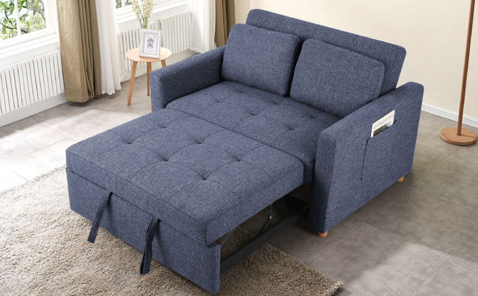 Amazon.com: SEJOV Convertible Sofa Bed, 3-in-1 Sleeper Sofa Pull Out Couch Bed, 2-Seater Linen ...