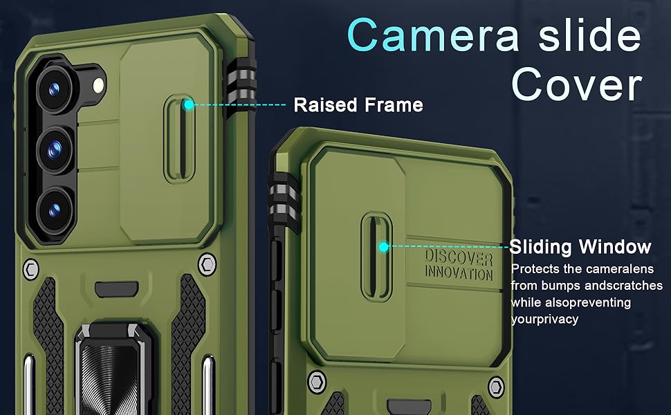 Amazon.com: DEERLAMN Case for Samsung Galaxy S23 with Slide Camera Cover+Screen Protector(2 ...