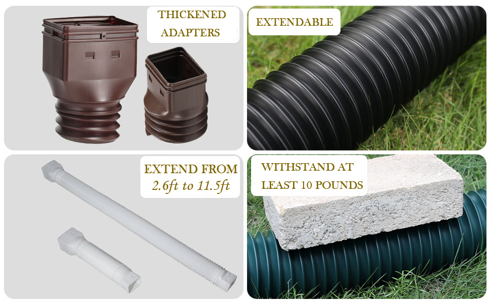 plusgutter 11.5ft Long Gutter Downspout Extensions Flexible, Drain ...