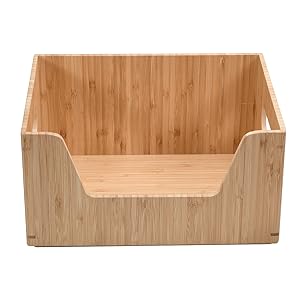 Amazon.com: MobileVision Bamboo Storage Box with Open Front Stackable ...