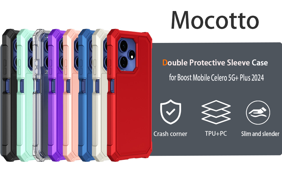 Amazon.com: Mocotto for Boost Mobile Celero 5G+ Plus 2024 (3rd Version) Case with Tempered Glass ...