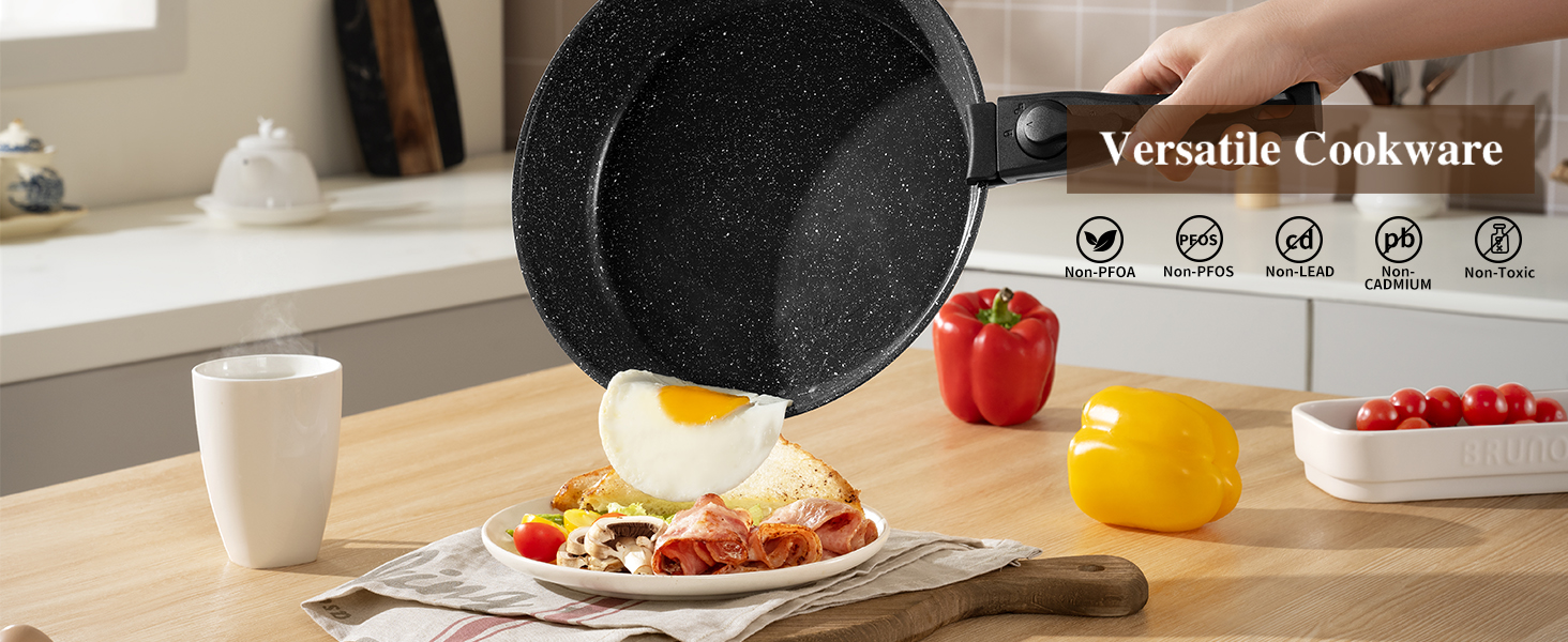 Amazon.com: USELUCK 20 Pcs Pots and Pans Set Non Stick, Stackable Cookware Sets with Detachable ...