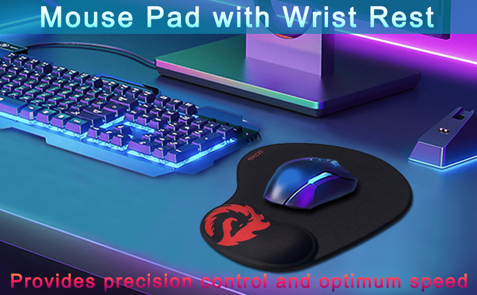EXCOVIP Gaming Mouse Pad with Wrist Rest Support Pad, Gel Ergonomic ...