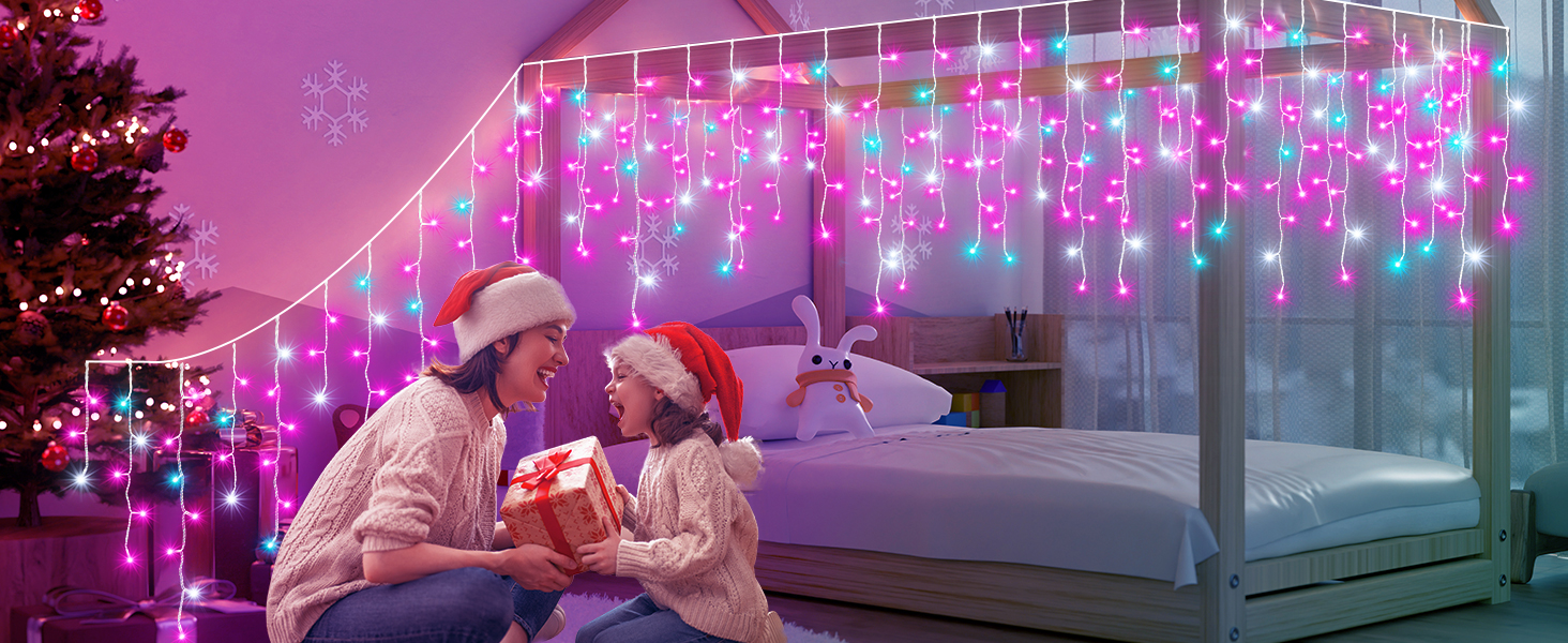 40+ Modes Smart Icicle Lights for Outside - 33Ft Connectable App ...