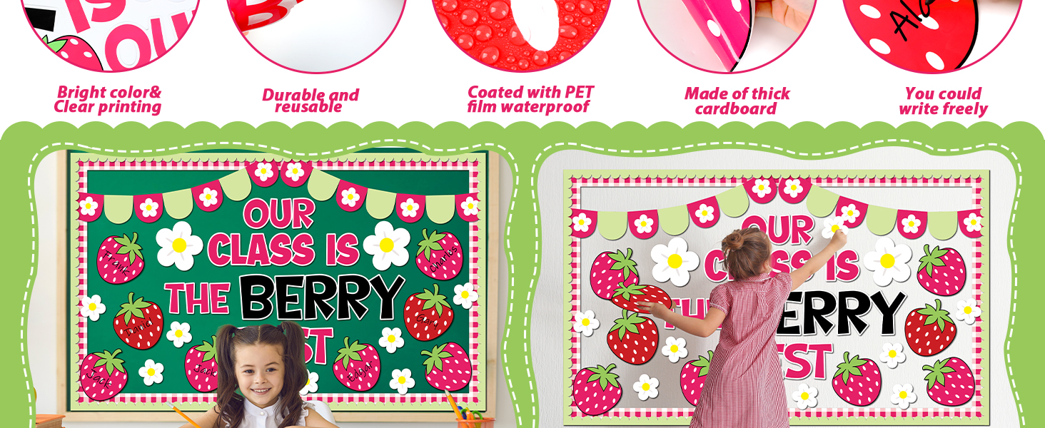 Amazon.com : ZOIIWA Strawberry Bulletin Board Back to School Bulletin ...